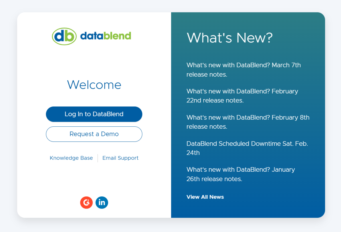 Logging into DataBlend